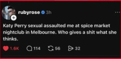Katy Perry negó haber agredido sexualmente a la actriz Ruby Rose